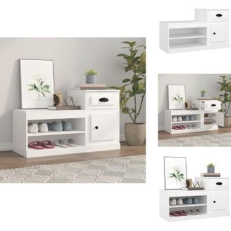 vidaXL Armoire &agrave; chaussures blanc 100x42x60 cm bois ding&eacute;nierie - Meuble Range Chaussure - Armoire Chaussure - Rangement Chaussures - Meuble Entr&eacute;e