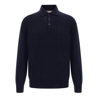 Brunello Cucinelli Cashmere Polo Shirt - - Tops - Herren - Blau - L