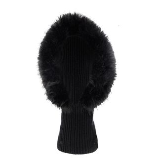 Balenciaga Wollkapuze mit Kunstfell - - Accessories - Damen - Schwarzk - ONE SIZE