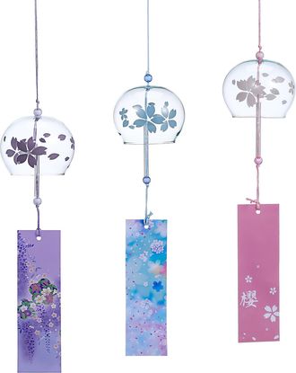 DOITOOL Glaswindspiel Japanisch 3 St&uuml;ck mit Einzigartigem Klang Dekoratives Windspiel f&uuml;r Garten Fenster und Besondere Anl&auml;sse