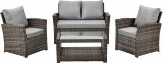 SVITA Svita - roma Ensemble en poly rotin Salon Table Garniture Meuble de jardin marron