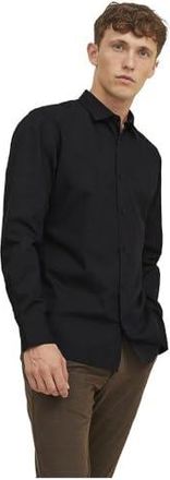 Jack & Jones T-Shirt JJJOE LS Plain pour Homme, Noir, XL, Noir, XL