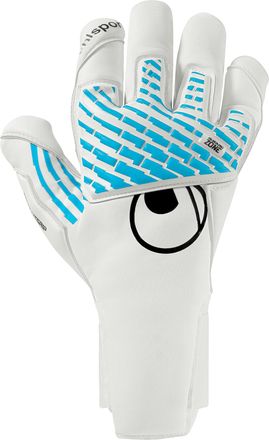 Uhlsport Fußball Torwarthandschuhe Fangmaschine Cybertec - Absolutgrip SC - Enger Torwart-Handschuh mit hervorragendem Grip, weiß/cyberblau/schwarz, 8.5