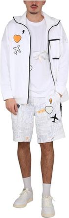 HUGO BOSS Homme, Sport, Blanc, Taille: XL Graphic Patch Full-Zip Track Jacket