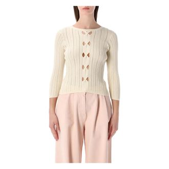 Sessun Alencar Pointelle Strick - - Knitwear - Damen - Wei&szlig; - S