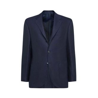 Kiton Homme, Vestes, Bleu, Taille: 2XL Blazer Cachemire Crois&eacute;