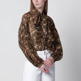 Max Mara Bedruckte Seidenchiffonbluse