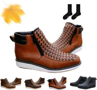 Generic Zenfaze Bottes de cowboy occidentales fabriquées à la main, bottes de cowboy à bout carré pour homme, chaussures en cuir pour homme avec fermeture écl