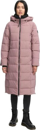 Marikoo Damen Wintermantel (XS-6XL) - gesteppt, abnehmbare Kapuze, 6 Taschen, Rippkragen - N079 - Mauve Gr&ouml;&szlig;e XXL - Gr.XXL