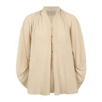 Cortana Seidenschleife Shirt - - Blouses & Shirts - Damen - Beige - XL