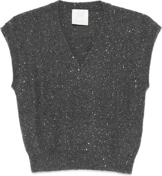Marella haut en maille &agrave; sequins - Gris