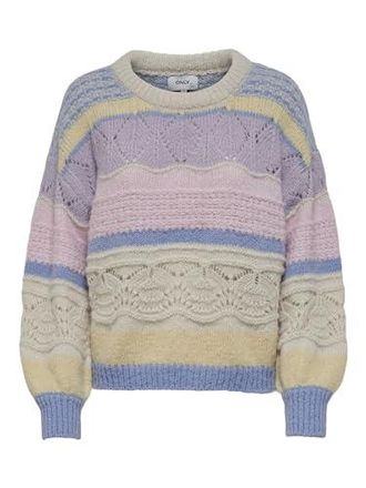Only ONLADINA Life L/S Pullover EX KNT Pull Sweater, Bouleau/Motif : comme échantillon, XS Femme