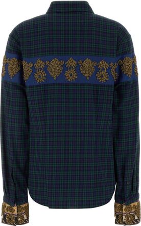 Dries Van Noten Jacquard-Trimmed Plaid Cotton Shirt - Green