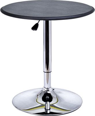 HOMCOM Homcom - Table de bar table bistro chic style contemporain table ronde hauteur réglable 67-93 cm ø 63 cm plateau pivotant 360° métal chromé pvc noir