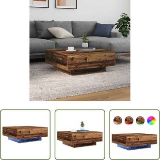 vidaXL Holz Couchtisch - Couchtisch Altes Holz und Blau 80 x 80 x 31 cm Holzwerkstoff