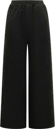 Pinko Pinko, Femme, Pantalons, Noir, Taille: 40 FR Jean Denim avec Bande de Dentelle Lat&eacute;rale