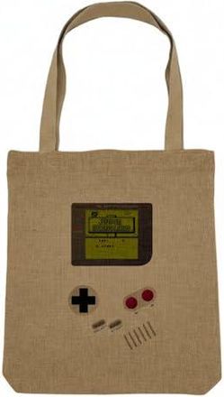 Fabulous Sac Shopping Tote Bag Aspect Lin - Old School Game Console Portable Jeux Video Retro Video Game 1990 - Sac de Courses Toile Epaisse 360g Beige Naturel
