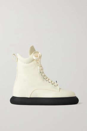 The Attico Rangers En Tissu Technique Et En Cuir À Logo Selene - Blanc