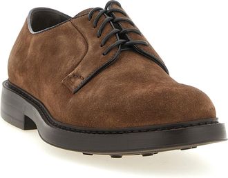 Doucal's Suede Lace-Up Derby Shoe - Brown