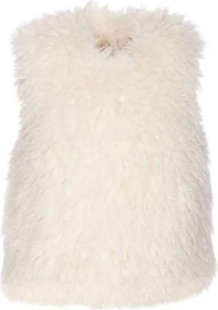 Michael Kors Femme, Vestes, Blanc, Taille: 40 FR Cropped Faux Shearling Vest
