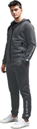 ATHL DPT. Herren moderner Jogginganzug/Sportanzug/Set aus Sweatjacke mit Kapuze und Jogginghose mit B&uuml;ndchen, Dunkelgrau gef&uuml;ttert, Gr. XXL