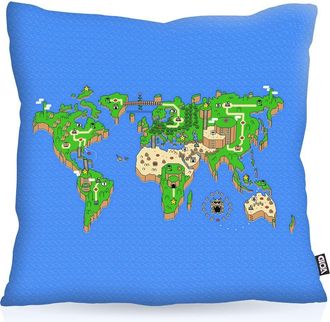 Void Watches Mario Weltkarte Kissenbezug Kissenh&uuml;lle Outdoor Indoor super Videospiel Konsole SNES n64, Kissen Gr&ouml;&szlig;e:40 x 40 cm
