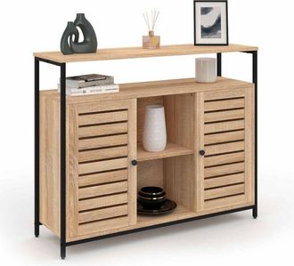 IDMarket Idmarket - Buffet 2 portes persiennes 100 cm halifax design industriel