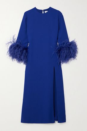 16Arlington Billie Midikleid Aus Twill Mit Federn - Blau