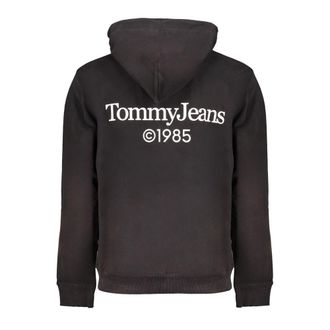 Tommy Hilfiger Logo Embroidered Cotton Hoodie - Black