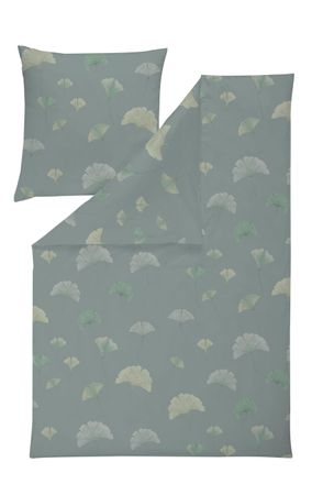 ESTELLA Mako Jersey Bettw&auml;sche 135x200 Ginko Bl&auml;tter Salbei 6575-532