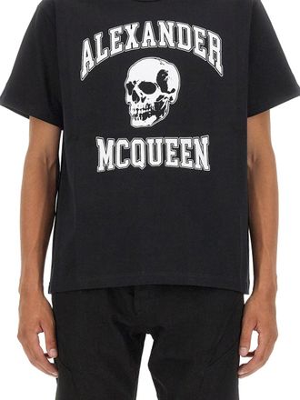Alexander McQueen Skull Logo Cotton T-Shirt - Black