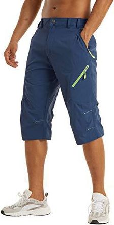 KEFITEVD Short de Marche Trois Quarts à Séchage Rapide pour Hommes Short Cargo 3/4 Respirant avec 4 Poches Zippées,Bleu Royal, 32