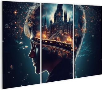 Islandburner Bild auf Leinwand Zauberhafte Reise nach Hogwarts in der Nacht für Schlafzimmer Harry Buchhandlung Bilder Wandbilder Poster