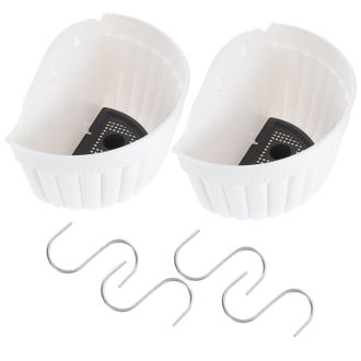 Hemobllo UKCOCO 2 St&uuml;ck Gro&szlig;er Wei&szlig;er Halbkreisf&ouml;rmiger Wandblumentopf aus Langlebigem Kunststoff H&auml;ngender Pflanzk&uuml;bel f&uuml;r Balkon und Garten Dekorativer Blume