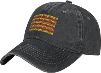 Generic Effet Polygonal du Drapeau Catalan Unisexe Chapeau De Cowboy Anti UV Snapback Cap Soft Chapeau pour Tennis Cyclisme Toutes Les Saisons