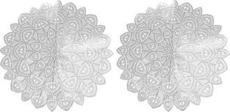 Angoily 2 St&uuml;ck Pack PVC Tischset mit Hitzeschutz Elegantes Peacock Tail Muster Stilvolle Platzmatten f&uuml;r Esstisch und Feier