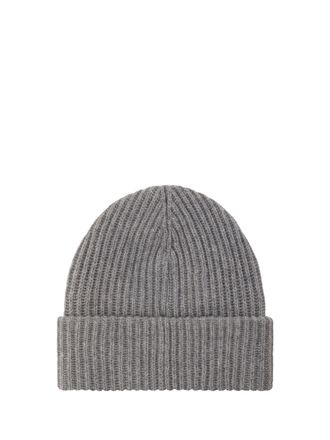 Ganni A4429 Ribbed Wool Beanie - Gray
