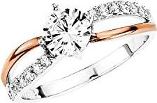 Amor anneau 925 en argent sterling pour dames, avec zircon synth., bicolore, Livré en boîte cadeau de bijoux