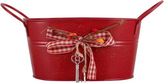 Hemobllo Blumentopf aus Eisen mit Verzinkung Rustikaler Pflanzer f&uuml;r Garten und Arbeitszimmer 1 St&uuml;ck Rot Dekorativer Eimer im Retro Look