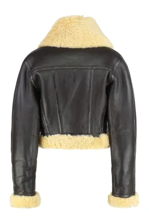Jacquemus Womens Brown Leather Aviator Jacket Lamb