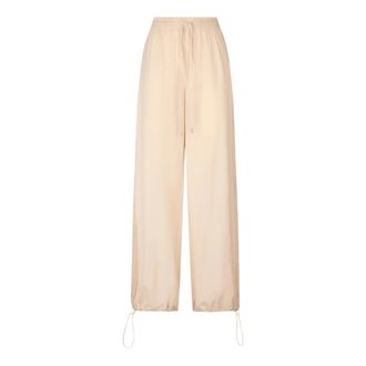 Liu Jo Weitgeschnittene Polyesterhose mit Mesh-Eins&auml;tzen - - Trousers - Damen - Beige - XS