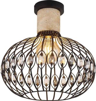 Globo Lighting Deckenleuchte Deckenlampe Wohnraumlampe Metall schwarz matt Kristalle D 38 cm