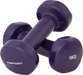 Tunturi New Fitness Kurzhantel-Set, farbige Hanteln mit 2 x 1 kg, Vinyl, Stahlhanteln