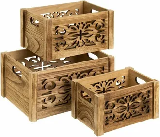 LOLAhome Lot de 3 boites de rangement en bois