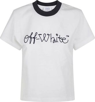 Off-white Femme, Tops, Blanc, Taille: 36 FR T-shirt ajust&eacute; avec logo script brod&eacute;