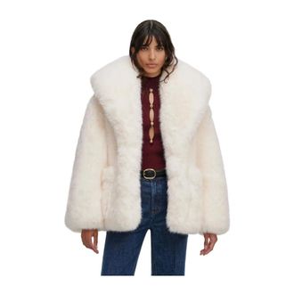 Self Portrait Femme, Vestes, Blanc, Taille: 40 FR Manteau en fausse fourrure