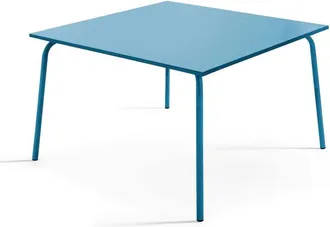 Oviala Oviala - Table de jardin carr&eacute;e en m&eacute;tal bleu pacific - Palavas