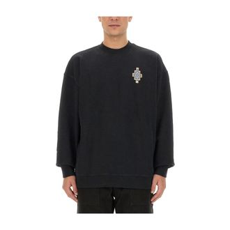 Marcelo Burlon Cross Optical Baumwoll-Sweatshirt - - Sweatshirts & Hoodies - Herren - Schwarzk - XL