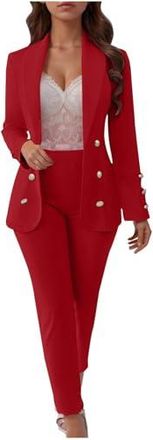 Generic Pantalon de costume pour femme, tenue habillée pour femme, grande taille, tendance, coupe ajustée, pantalon à jambe droite, pantalon classique, formel