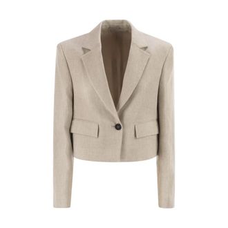 Brunello Cucinelli Chevron Cropped Blazer - - Jackets - Damen - Beige - M